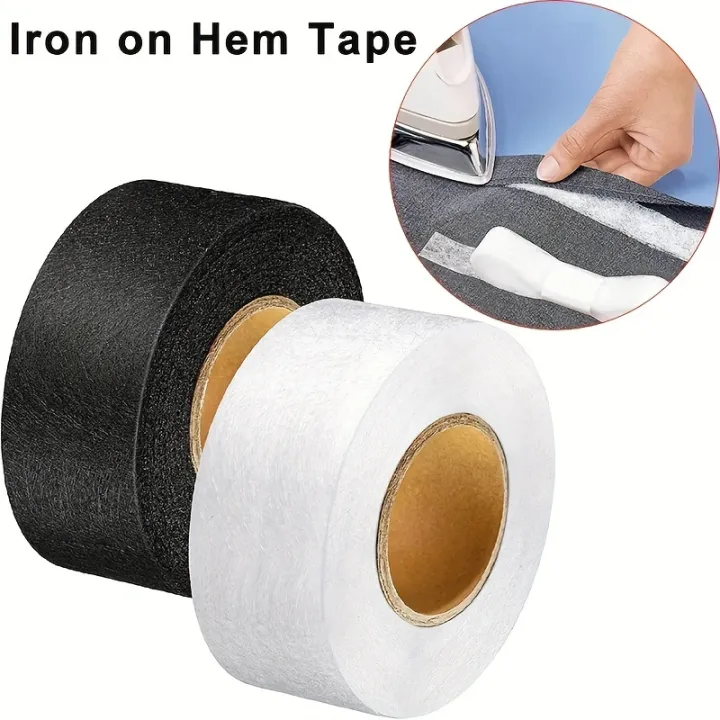 2roll Black White Double-sided Interlining Adhesive Fabric Clothes Iron On Hem Tape Interlining ...