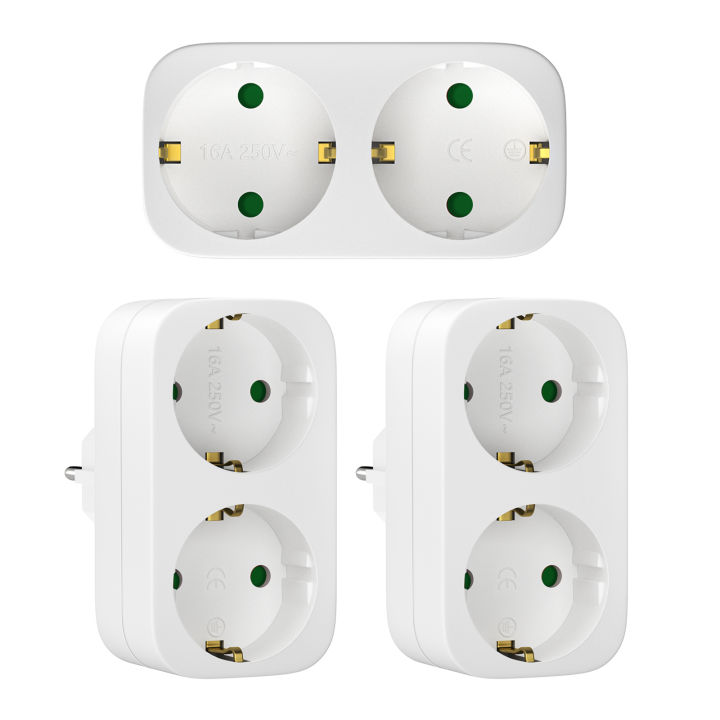 3pcs Double Plug Socket Adapter Portable Multiple Sockets EU Conversion ...