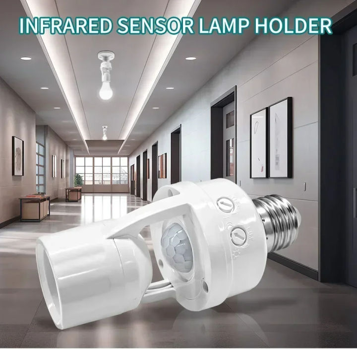 E27 LED Bulb Motion Sensor Switch Lamp Holder PIR Smart Light Switch ...