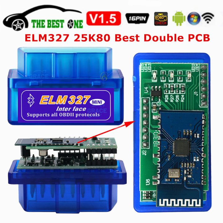 Dubbele PCB Super Mini ELM327 Bluetooth v1.5 pic18f25k80 Android iOS ...