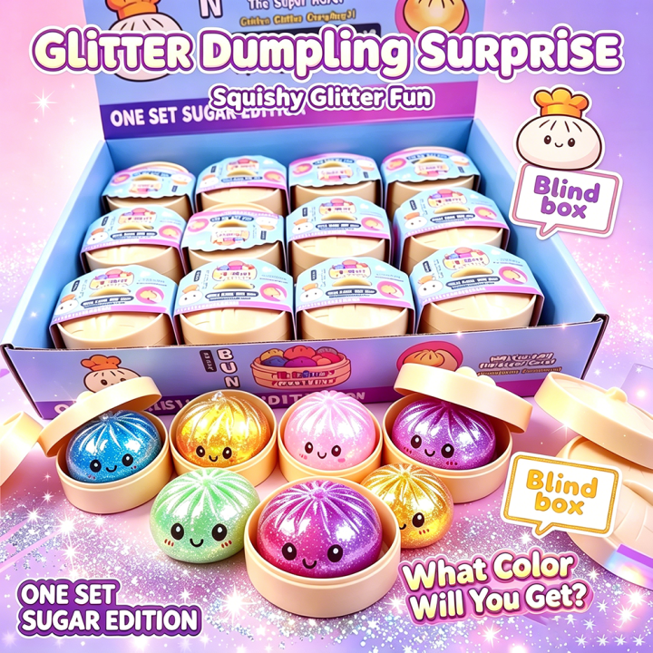 New Glitter Rare Hidden Edition Dumpling Squishy Sparkle Bun Sensory ...