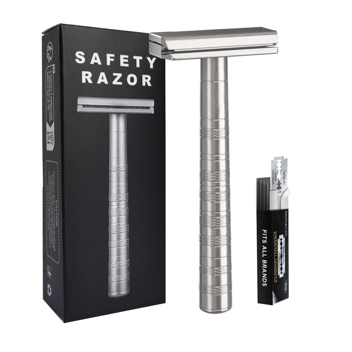 Double Edge Safety Razor with 5 Spare Blades 30° Angled Precision ...