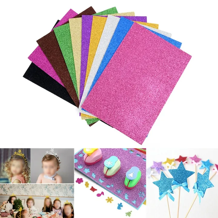 10pcs Glitter EVA Foam Paper Sheet Sponge Soft Touch Arts Crafts Kids ...