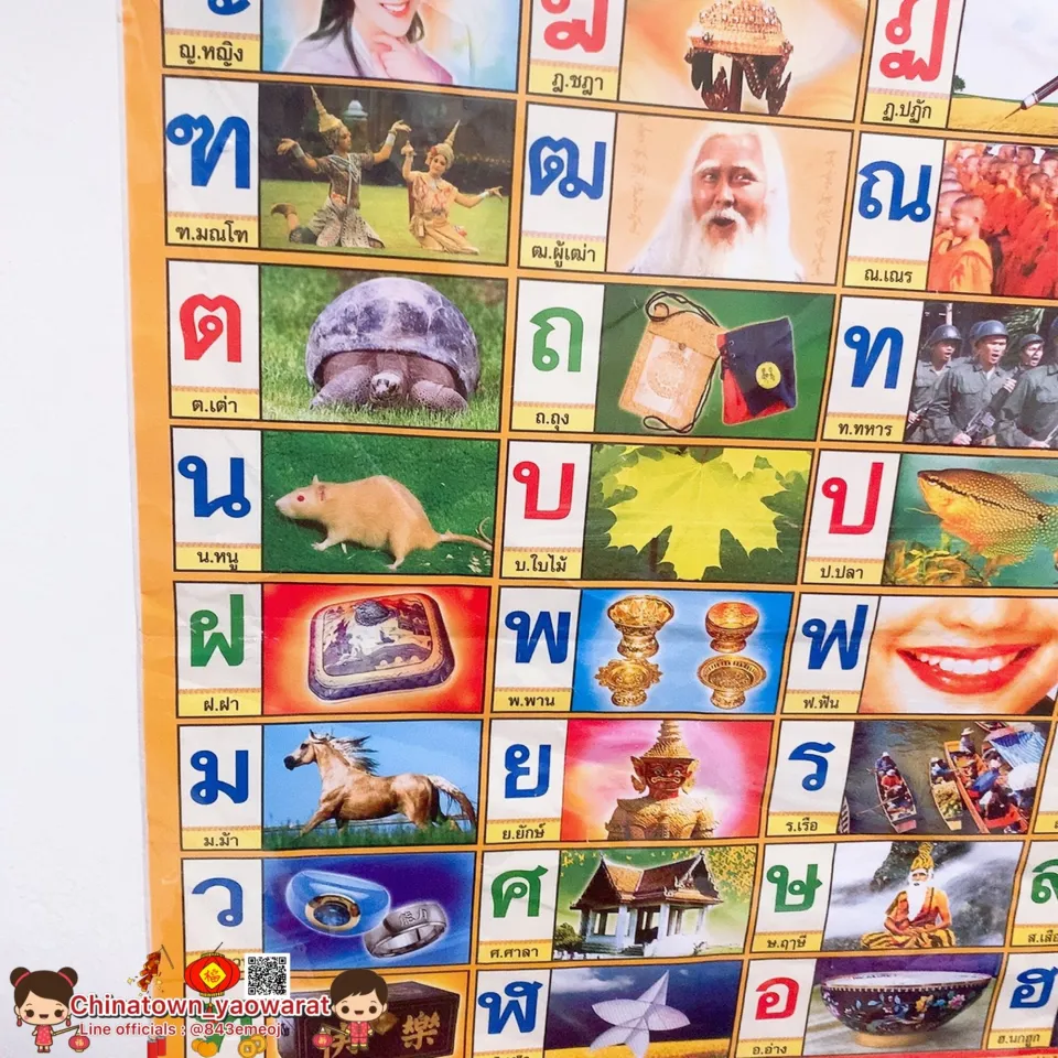 Thai Alphabet Poster THAI ALPHABET POSTER, Thai Alphabet Chart With