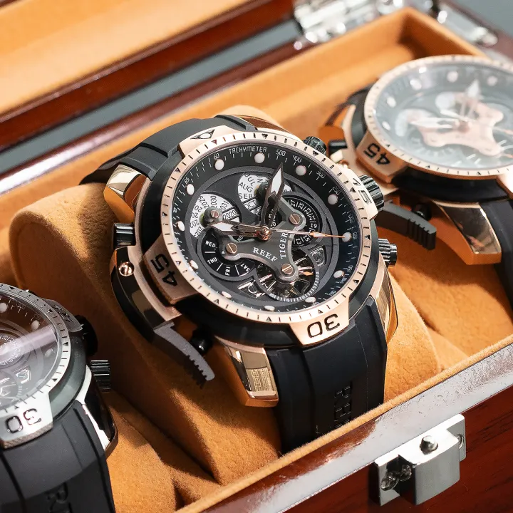 Reef Tiger/RT Trend Style Aurora Hexagon Automatic Watch for Men ...