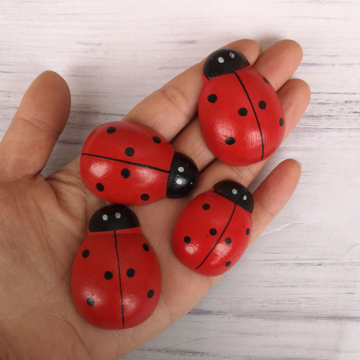Large Wooden Ladybug Insect Animal Wood Craft DIY Accessories Miniature ...