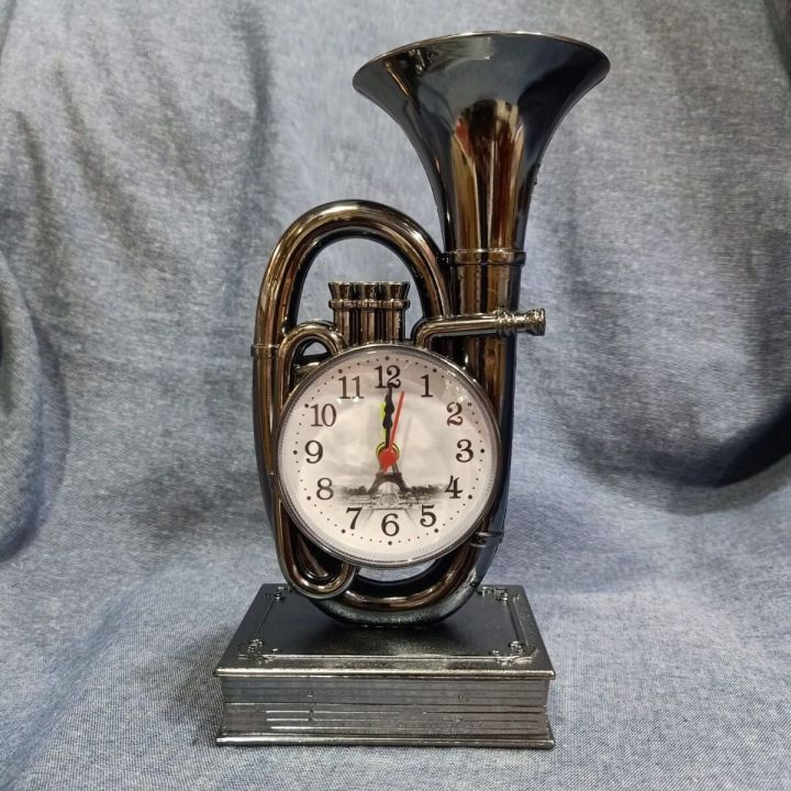 Trumpet Shaped Table Clock with Quartz Alarm Clock For Room Decoration ...