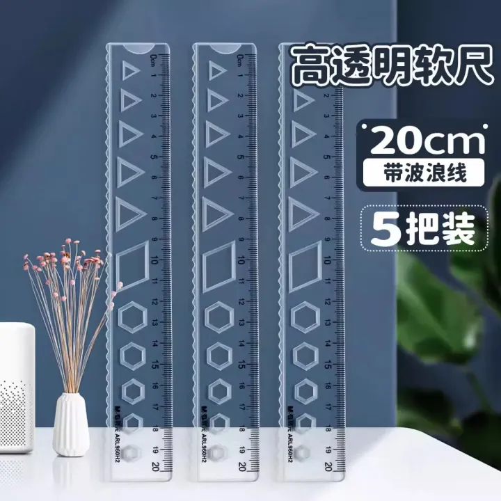 M&G Soft Straight Ruler Transparent 15/20cm Ruler Wave Ruler Painting ...