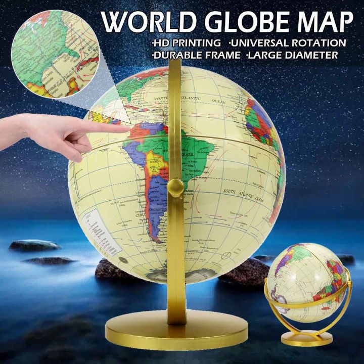360° Rotating 25cm Earth Globe World Map With Stand Geography Education ...