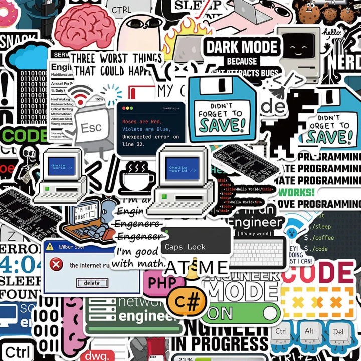 10/30/50pcs Funny Programming Stickers Java Cloud Language Internet ...