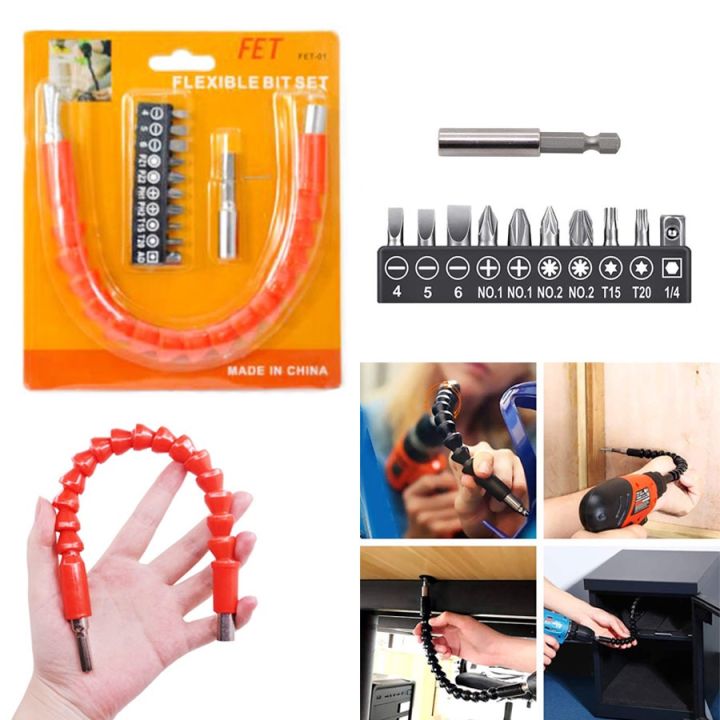 Flexible Extension Soft Shaft with Screw Drill Bit Holder with 10pcs ...