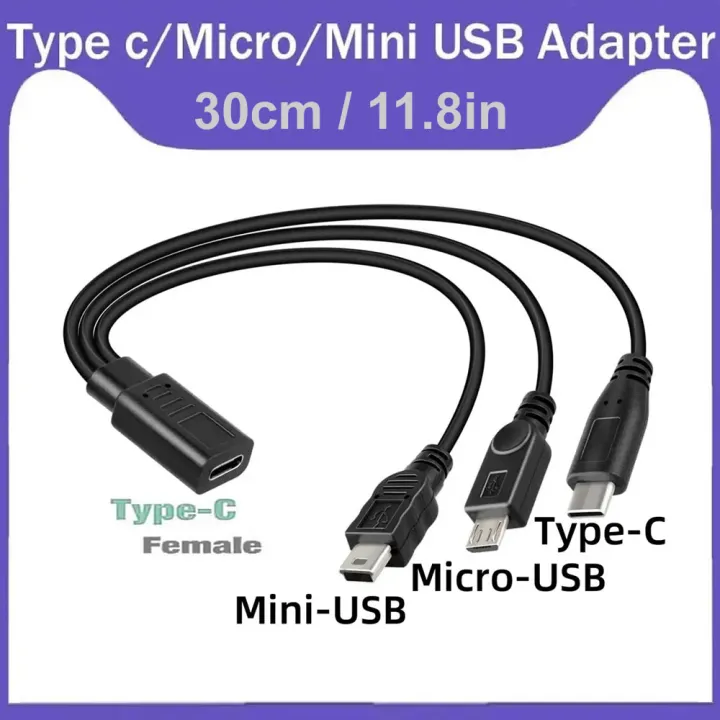 USB C Female to Mini USB/Type C/Micro USB Multiple Devices Charging ...