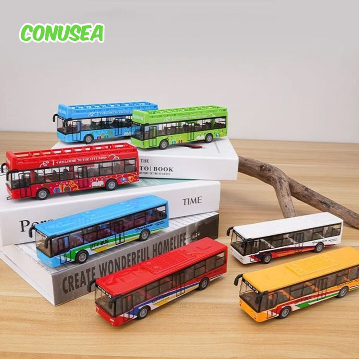 Alloy Car Bus Model Diecast Double-Decker Pull Back Vehicle Children's ...