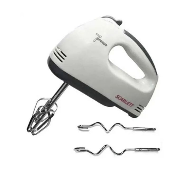 Scarlett 7 Speed Lightweight Hand Mixer With Chrome Beater & Dough Hook ...