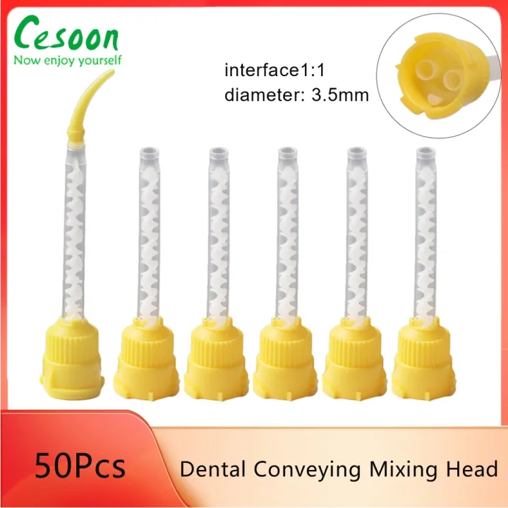 50Pcs/Bag Dental Impression Material Mixing Tips Silicon Tube Yellow ...
