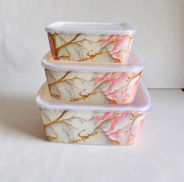 3 Peices Melamine Bowl Se With plastic Lids- premium Quality- Storage ...