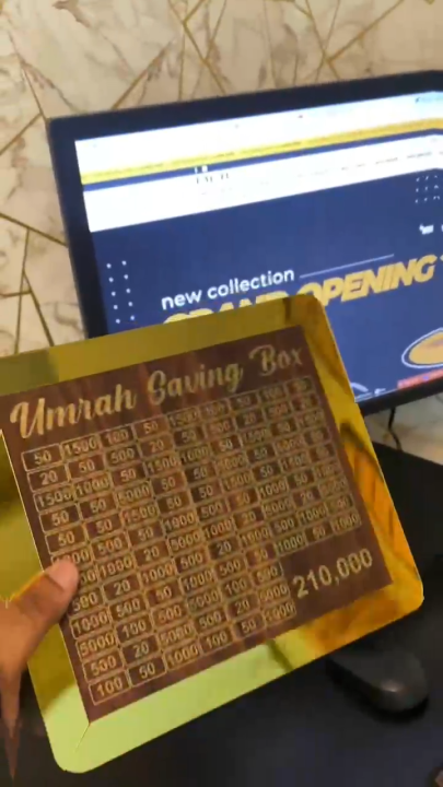 LUSHLORE Umrah Saving Box _ Wooden Gullak Money Box with Counter Money ...