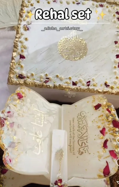 Resin Quran rehal with box luxury set can be customise | Daraz.pk