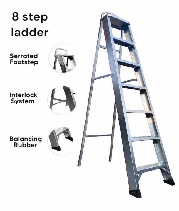 Shaban traders®️ 8 Step Foldable Iron Ladder – Anti-Slip Wide Steps ...