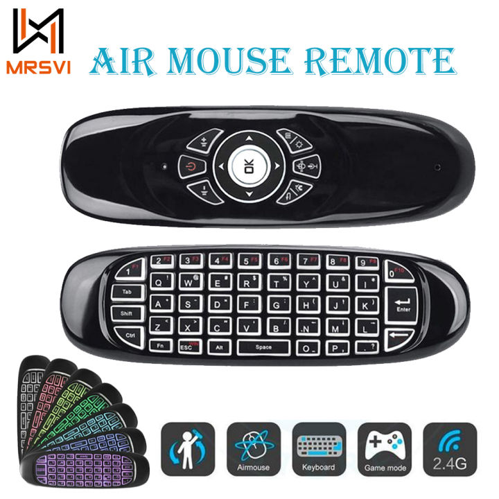 Air Mouse Voice Smart Remote Control C120 2.4G RF 7 Color Backlight Wireless Keyboard for ...