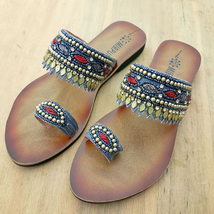 Fashionable Rajsthani kolapuri Design Flat Sandal for Girls, new design ...