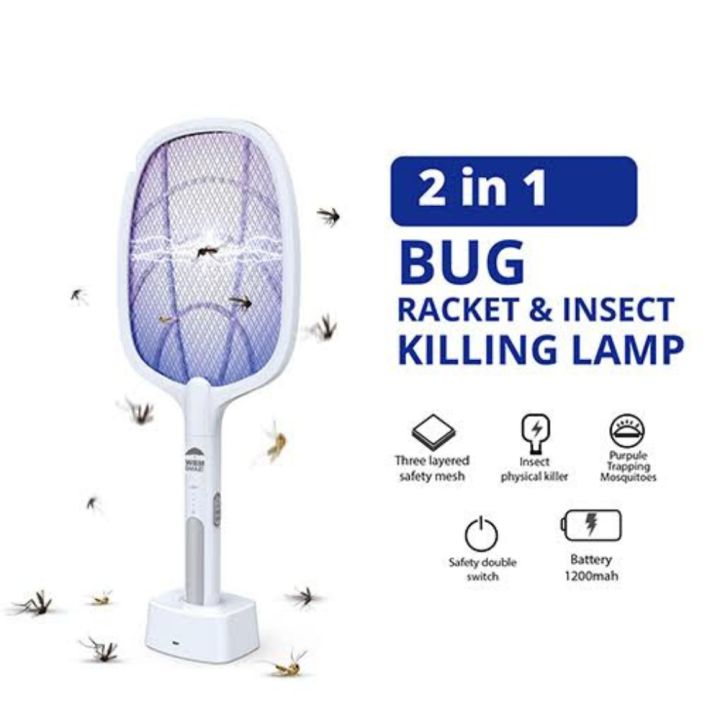Mosquito Killer Racket USB Rechargable - 3000v Electric Fly Zapper Bat ...