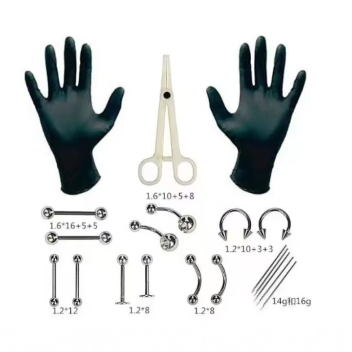 1 Set Disposable Professional Body Piercing Tool Kit Piercing Needle ...