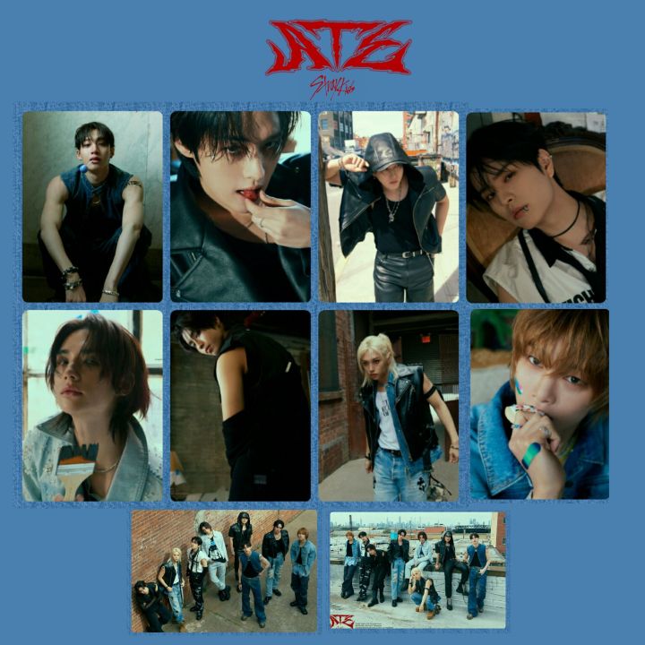 kpop skz "ate" version 3 blue double sided photocards set of 10 | Daraz.pk