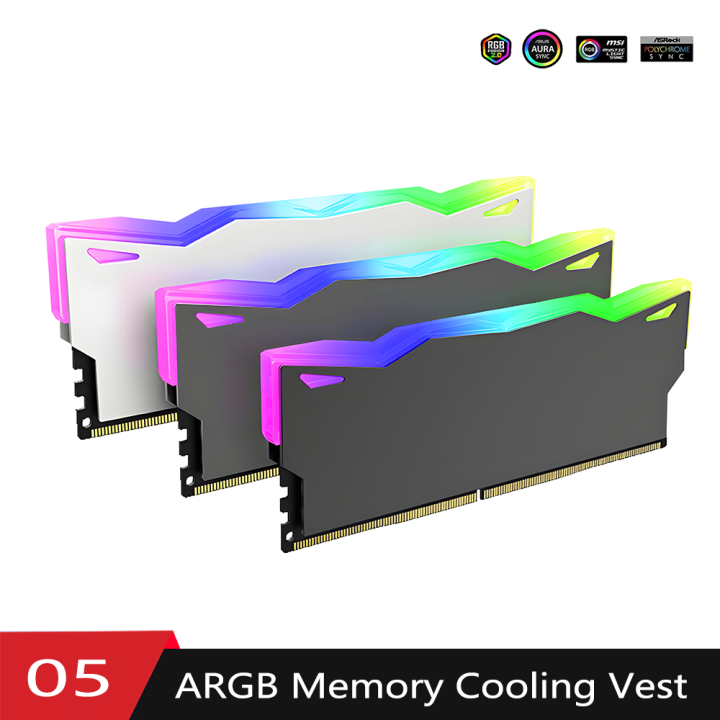 DDR Memory Cooler 5V-3PIN ARGB Memory Cooler, Aluminium Alloy with ...