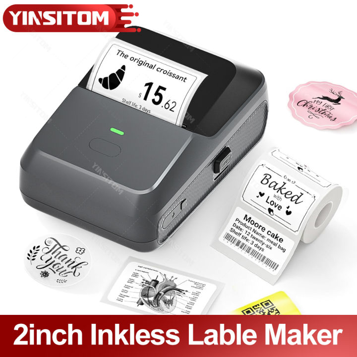 YINSITOM 20-50mm Mini Portable Thermal Printer Bluetooth Barcode Hand ...