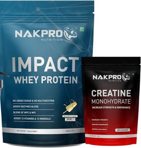 Nak-pro Impact Whey Protein Supplement Powder Combo (1 kg with Creatine ...