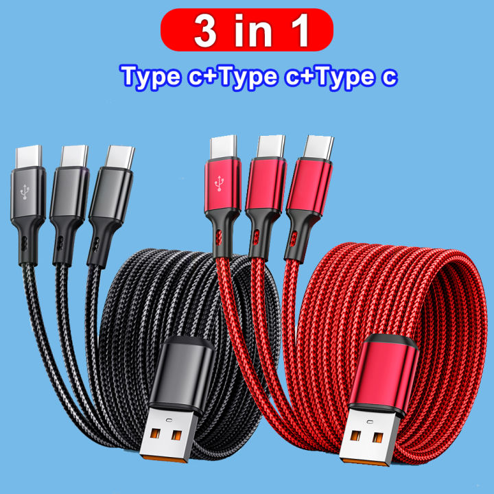 USB-3 Type C Cable 3 In 1 100W USB-Type C Fast Charging Cable For ...