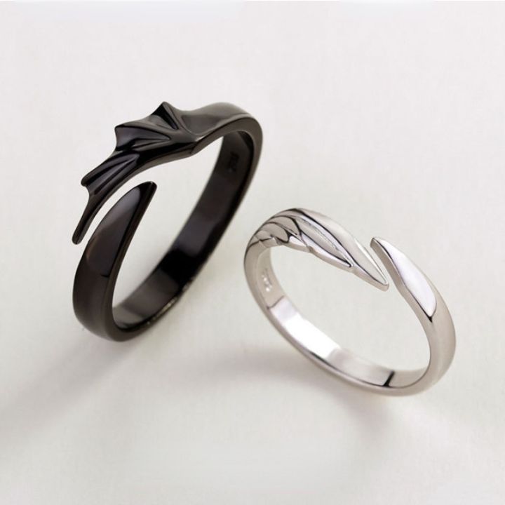 Devil ring and Angel lover couple ring open wing ring luxury light ...
