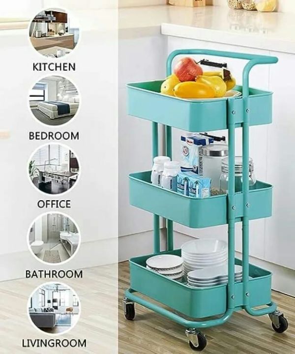 3 Tiers Rolling Cart,Kitchen Trolley,Organisation Cart with Wheels ...