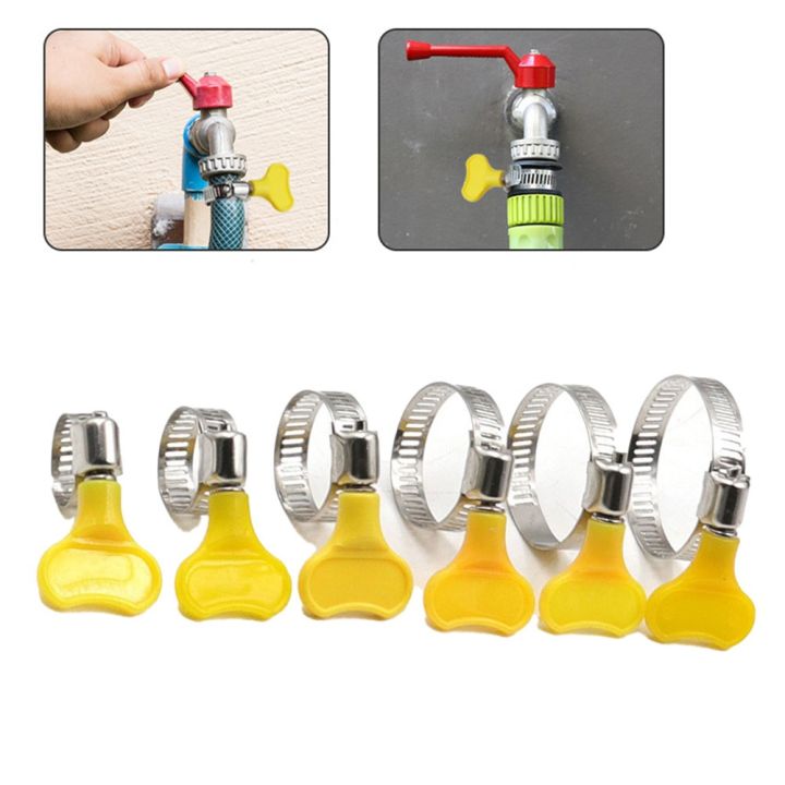 5pcs 10-38mm Adjustable Hose Clamps Pipe Clip Yellow Plastic Handle ...