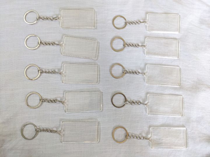 10 Pcs High Quality Metalic Acrylic Blank keychain Empty Keytag Clear ...