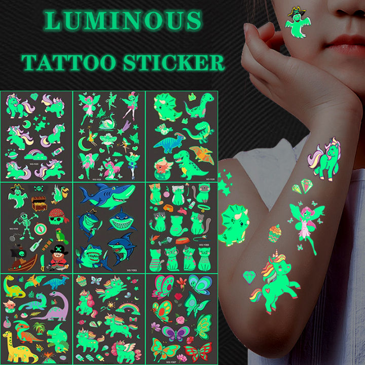 Luminous Tattoo 4 10pcs/Set Temporary Tattoos Mermaid Licorne Stickers ...