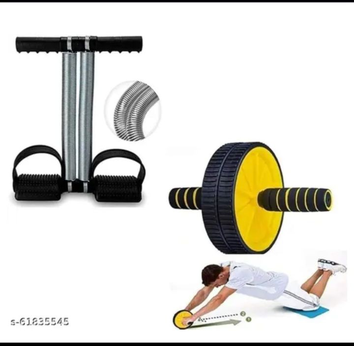 Tummy Trimmer and Ab Wheel Roller Exerciser Combo for Home Gym Outdoor ...