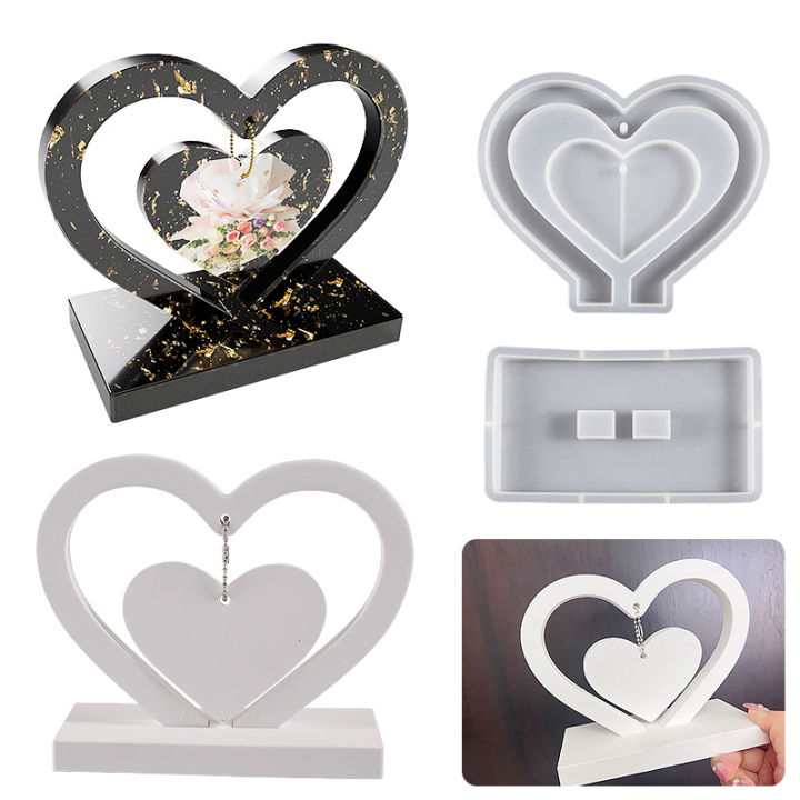 DIY Love Heart Hanging Photo Frame Silicone Moulds Handmade Casting ...