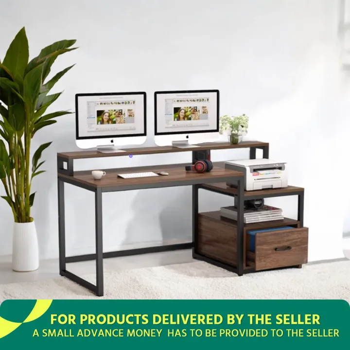 Furnix Computer Table Desktop Table with File Drawer Cabinet ...