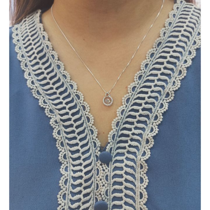 Pure Silver Dancing Stone Ring Design Chain Locket | Daraz.com.np