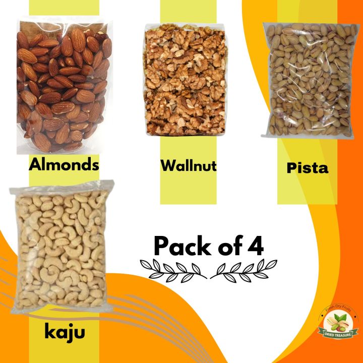 Pack of 4 Dryfruits / Badam Giri / Pista With Shell / Kaju / Akhrot ...