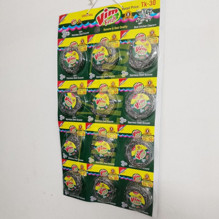 12 Pieces Vim Fresh 100% Stainless Steel Scourer For Everyday Kitchen ...