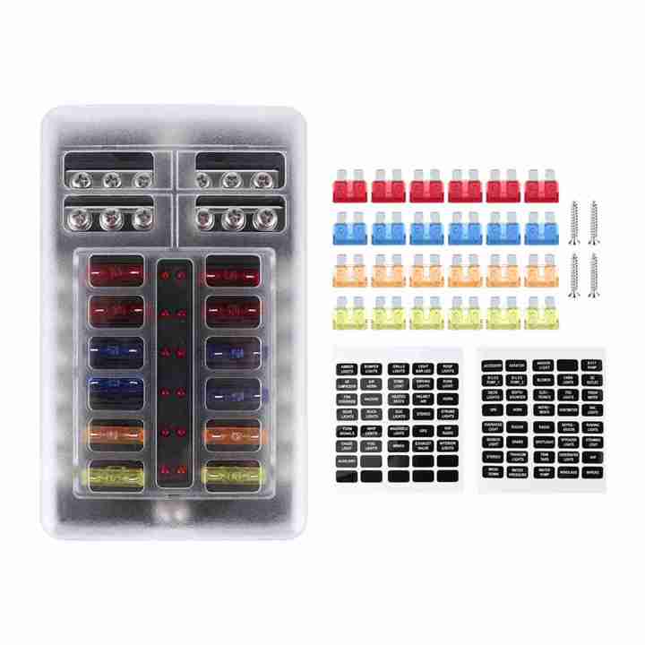 12 Way Blade Fuse Box Fuse Box Holder 12 Way Blade W/LED Light ...