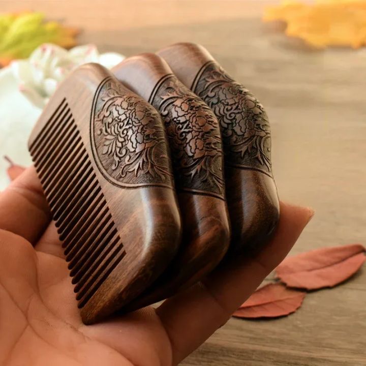 Pocket Wooden Comb Natural Black Gold Sandalwood Super Narrow Tooth ...