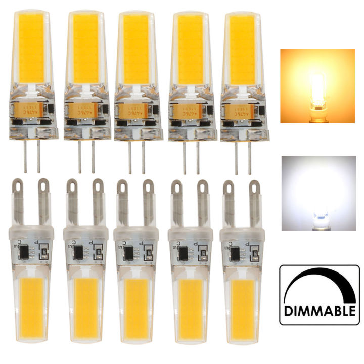 5Pcs Dimmable G4 G9 COB LED Light Bulbs 12V 220V Volt 3W 6W Lamp ...