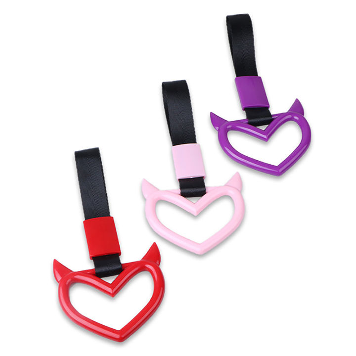 Colorful Car Tow Strap Tsurikawa Ring Heart JDM Train Bus Handle Hand ...