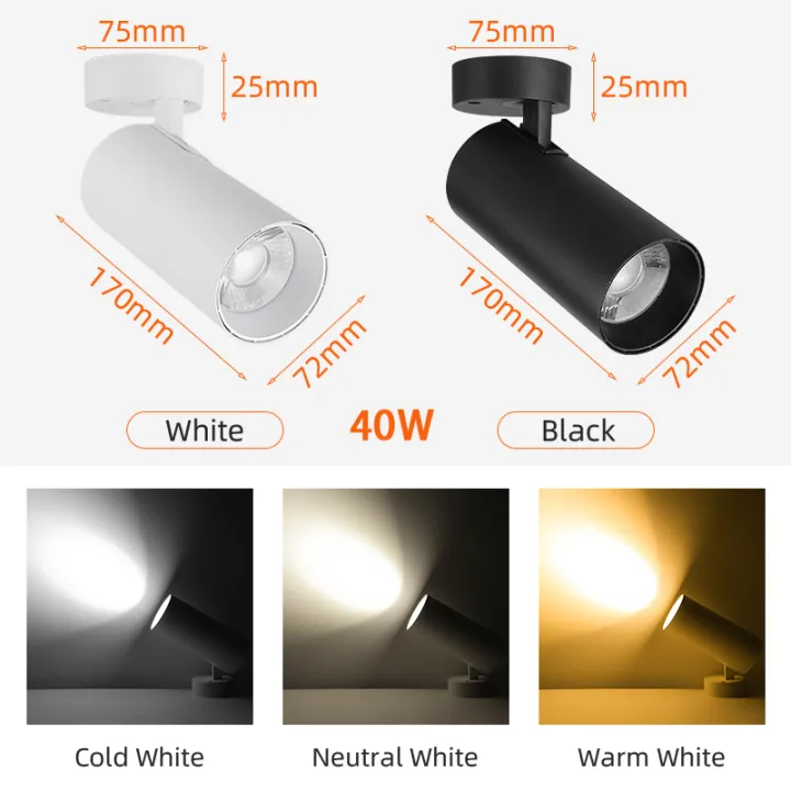 Ceiling Spotlight 110V Track Light LED Spot Downlight 40W Spots Lamp ...
