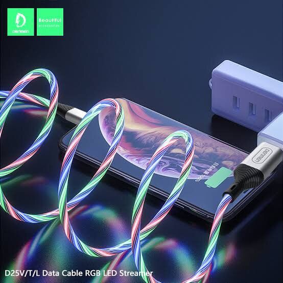 RGB Magnetic Glowing Data cable with FREE TYPE-C PIN Fast Charging RGB ...