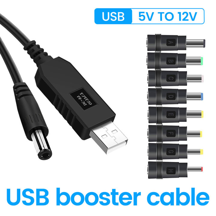 USB to DC Power Cable 5V To 12V Boost Converter 8 Adapters USB to DC Jack Charging Cable for ...